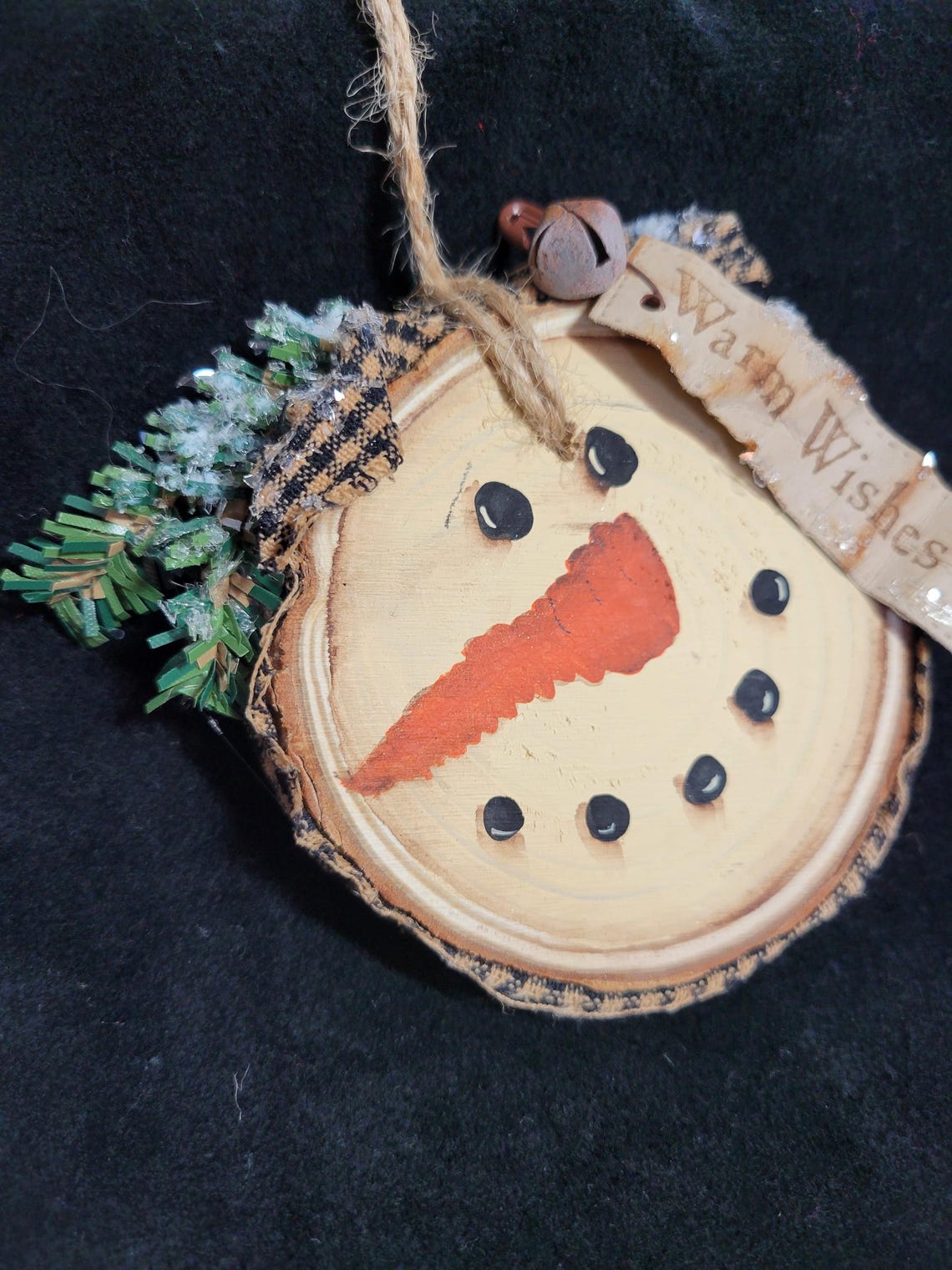 Rustic Primitive Prim Snowman Wood Slice Ornament - Etsy