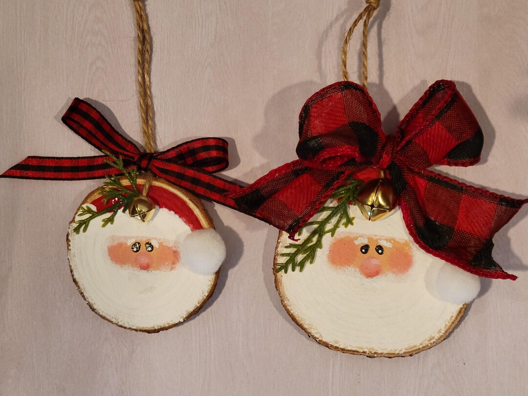 Santa Wood Slice Ornament Your Choice of Size - Etsy