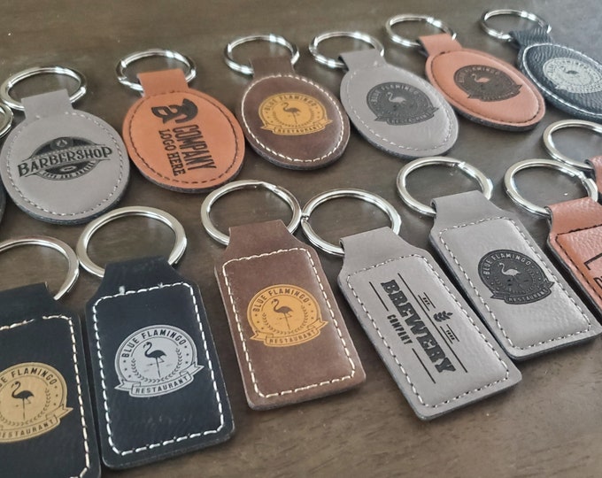 Custom Logo Leatherette Keychain, Engraved / Etched Keychain With Your ...