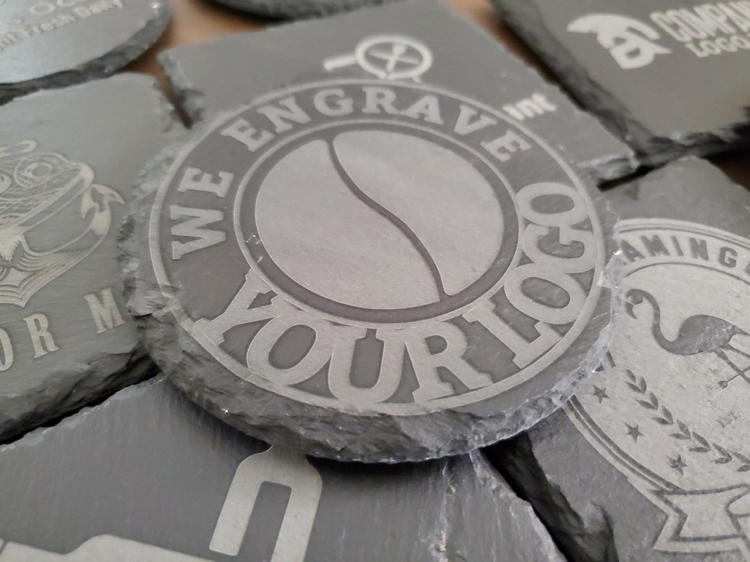 Custom Logo Slate Coaster, Engraved Coaster With Your Logo ...