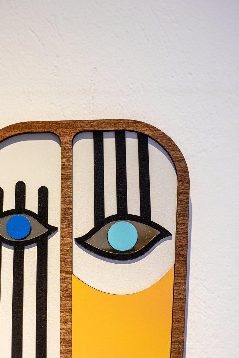Abstract Face Wooden Wall Mask Handcrafted Modern Art Decor, Unique ...