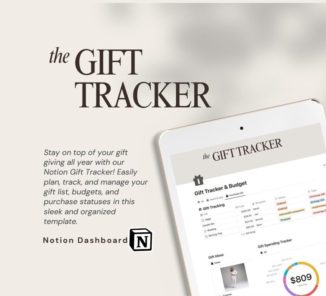 Notion Gift Tracker Template | Track Gifts, Spending & Ideas Throughout the Year - Etsy