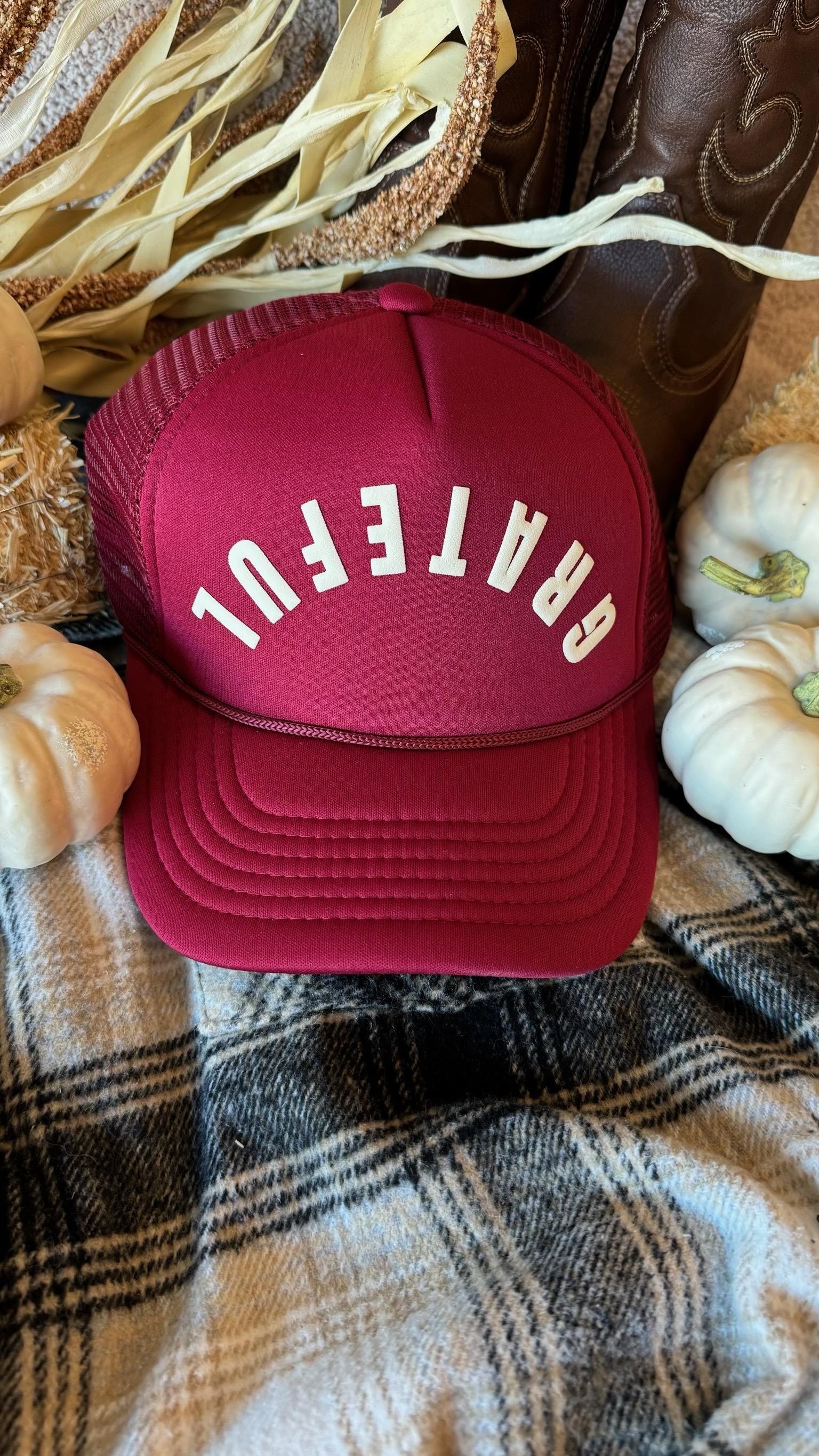 Grateful Trucker Hat, Thanksgiving Hat, Fall Trucker Hats, Fall Fashion ...