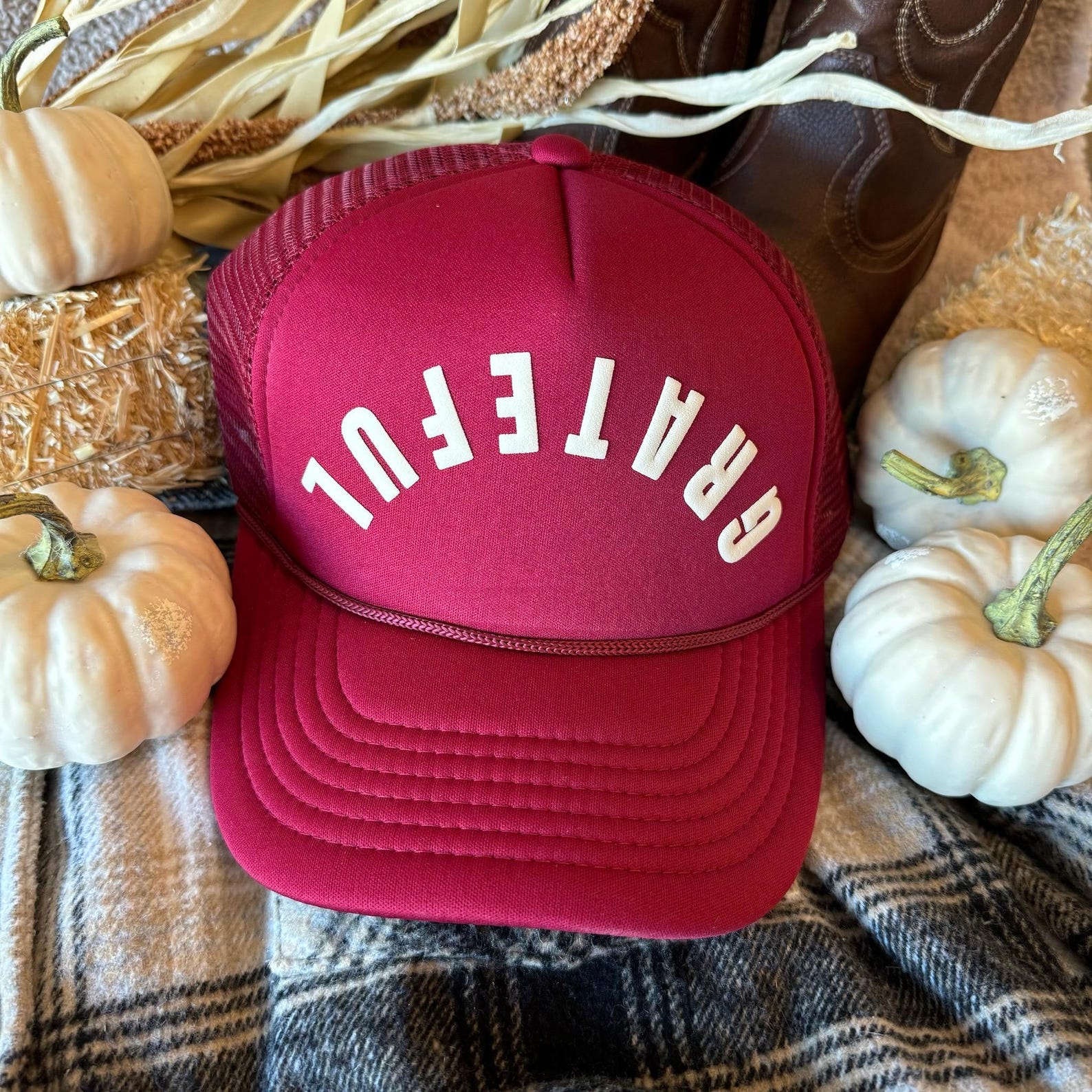 Grateful Trucker Hat, Thanksgiving Hat, Fall Trucker Hats, Fall Fashion ...