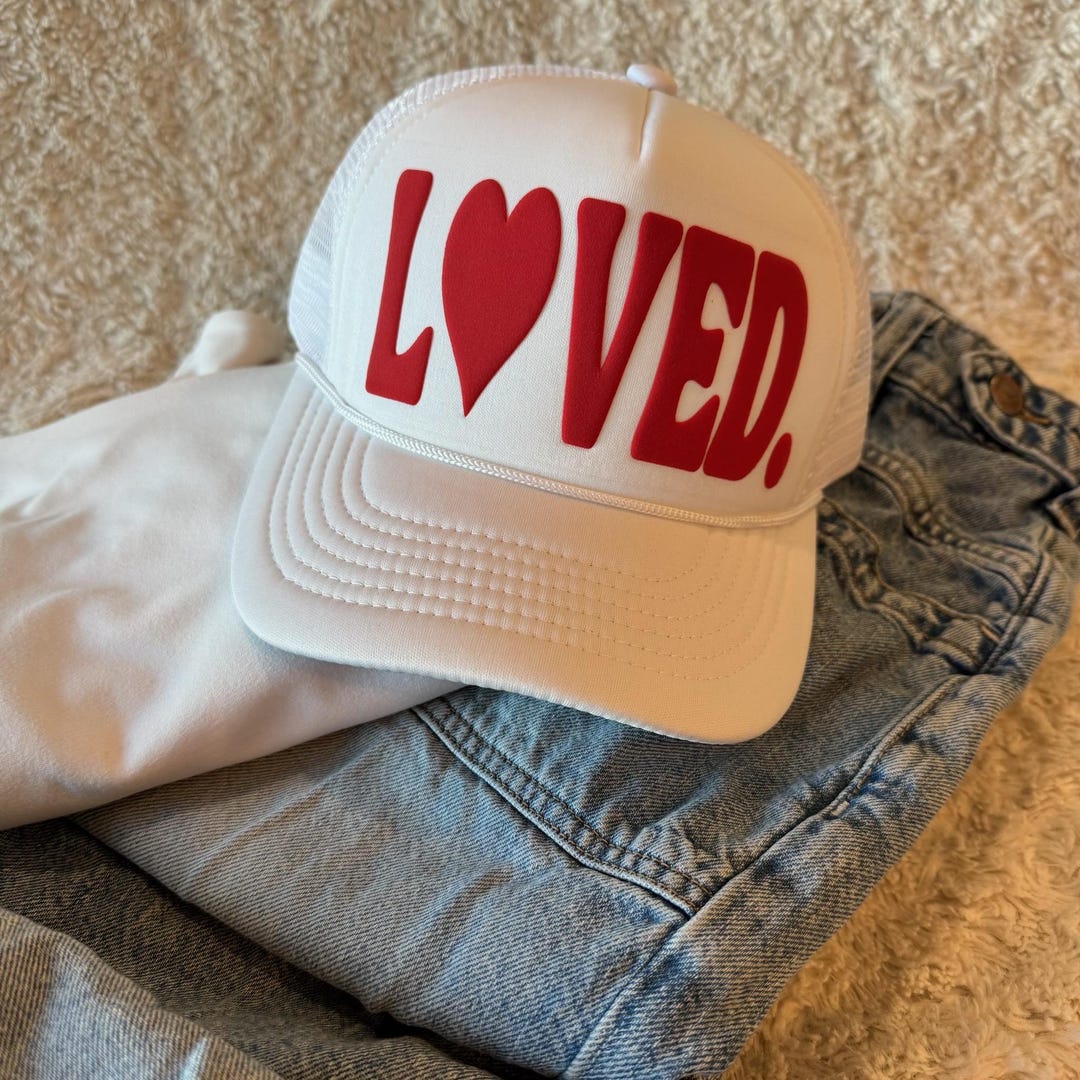 Loved. White Valentine's Day Hat - Etsy