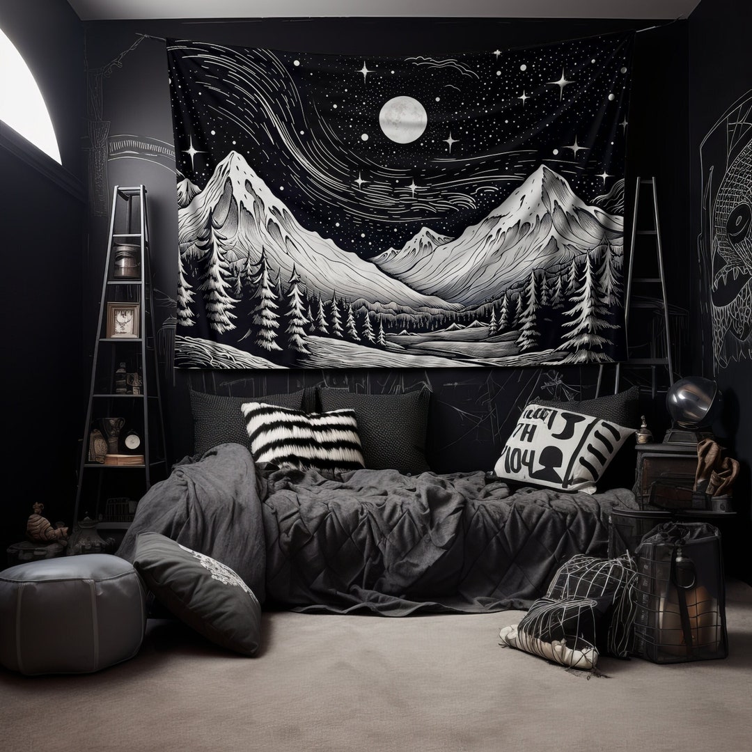 Midnight Majesty: Lustrous Moon Over Serene Peaks, Alpine Night Sky ...