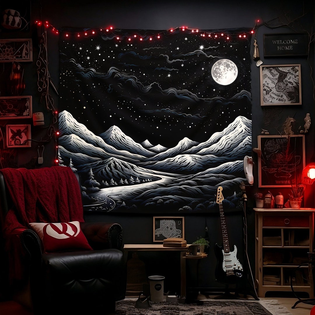 Lunar Melody Over Snow-clad Ridges: Enchanting Moonlit Mountains ...