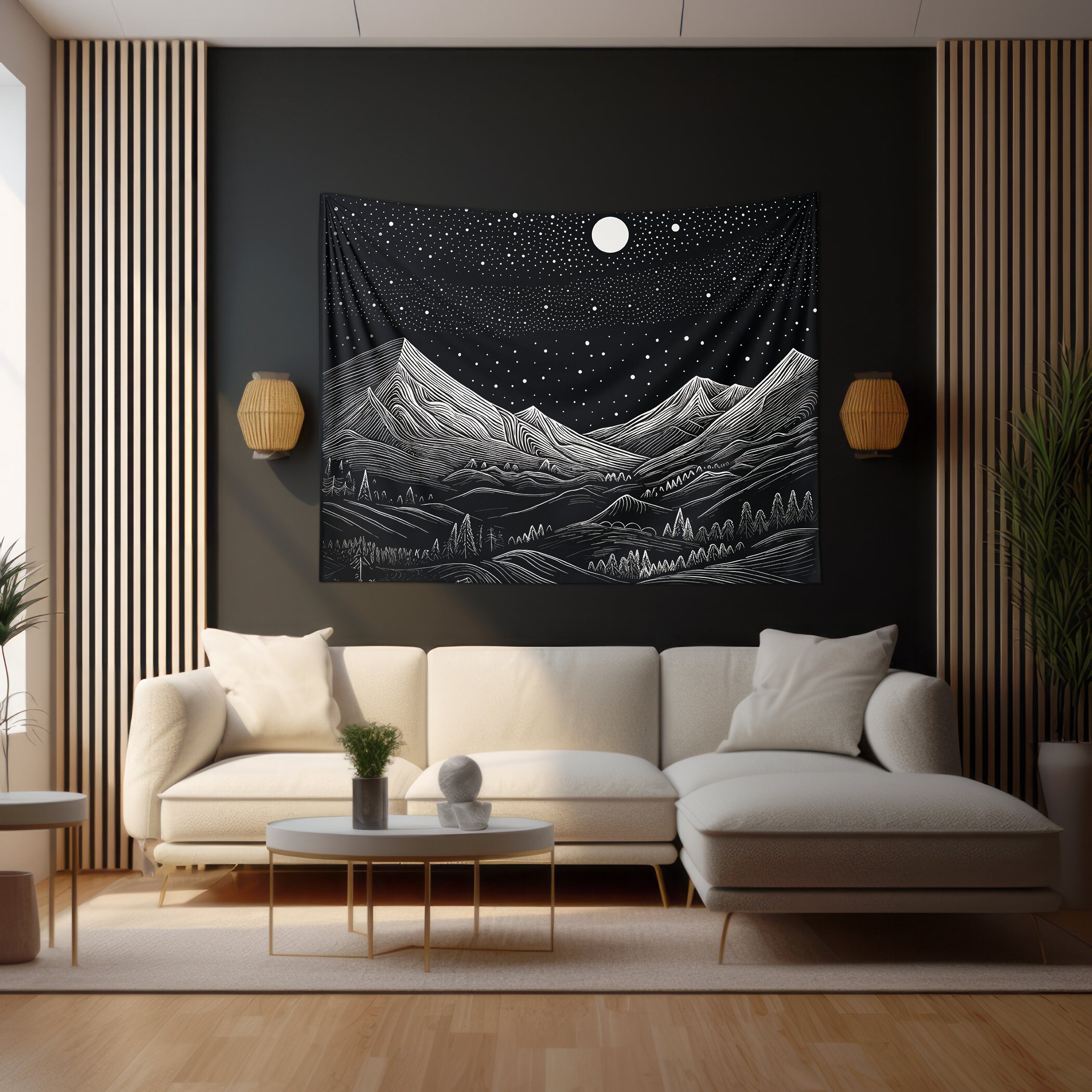 Mystical Moonlight: Spiritual Tapestry, Night Fantacy, Aesthetic Wall ...