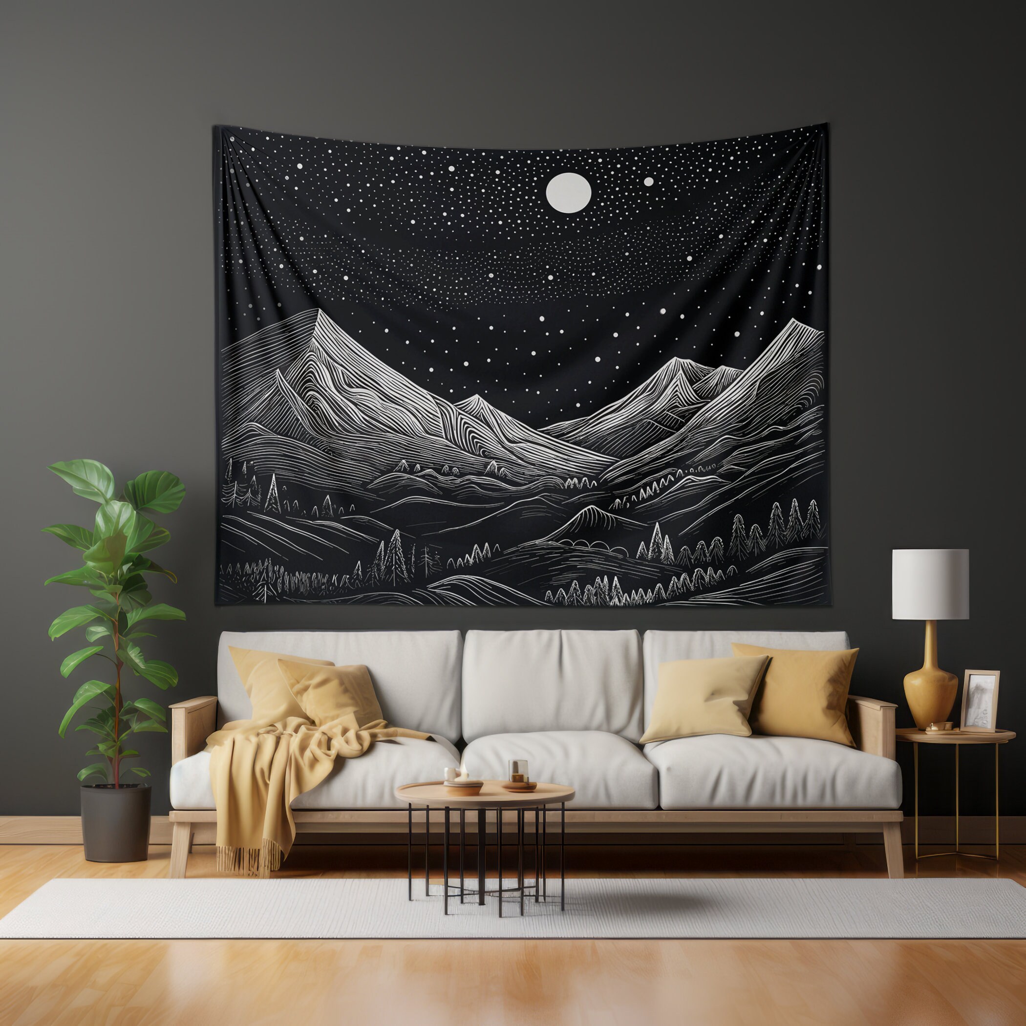 Mystical Moonlight: Spiritual Tapestry, Night Fantacy, Aesthetic Wall ...