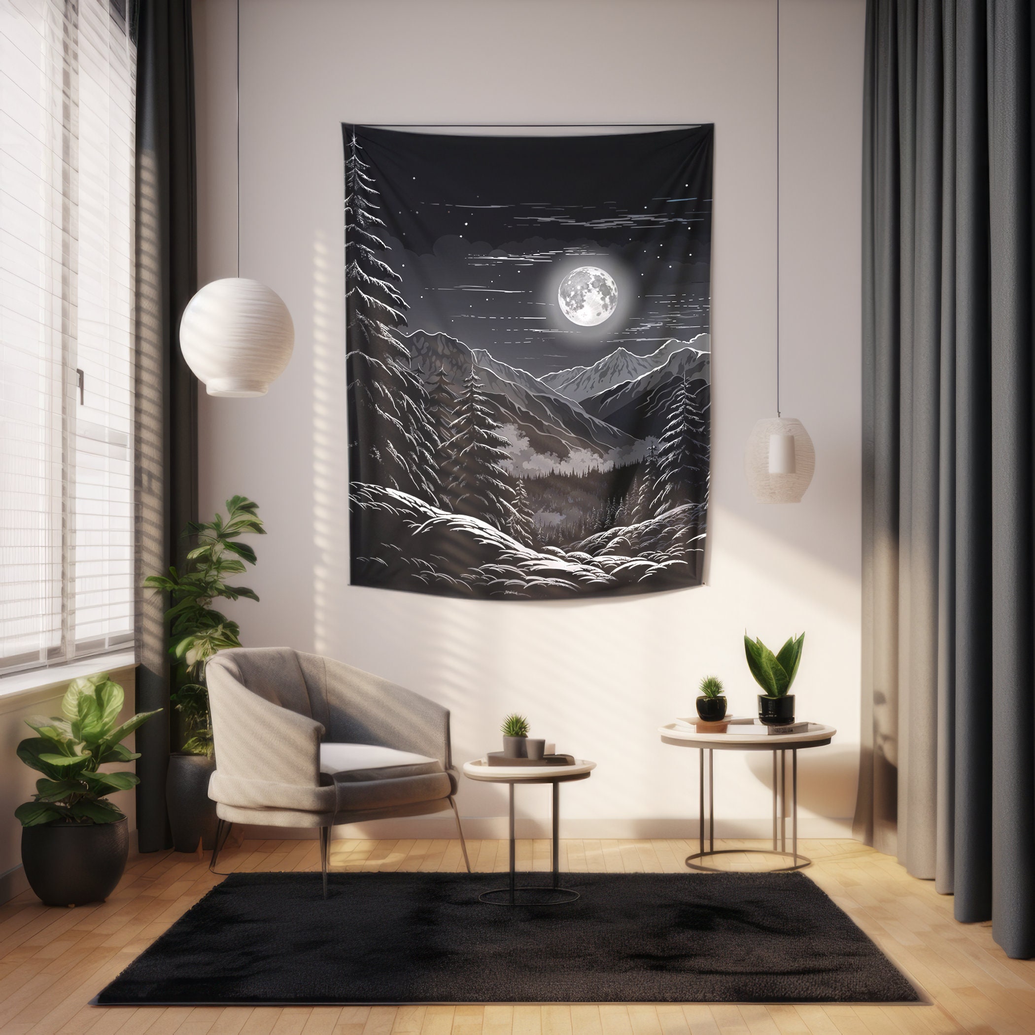 Lunar Glow Amidst Alpine Serenity: Aesthetic Mountain Night Sky ...