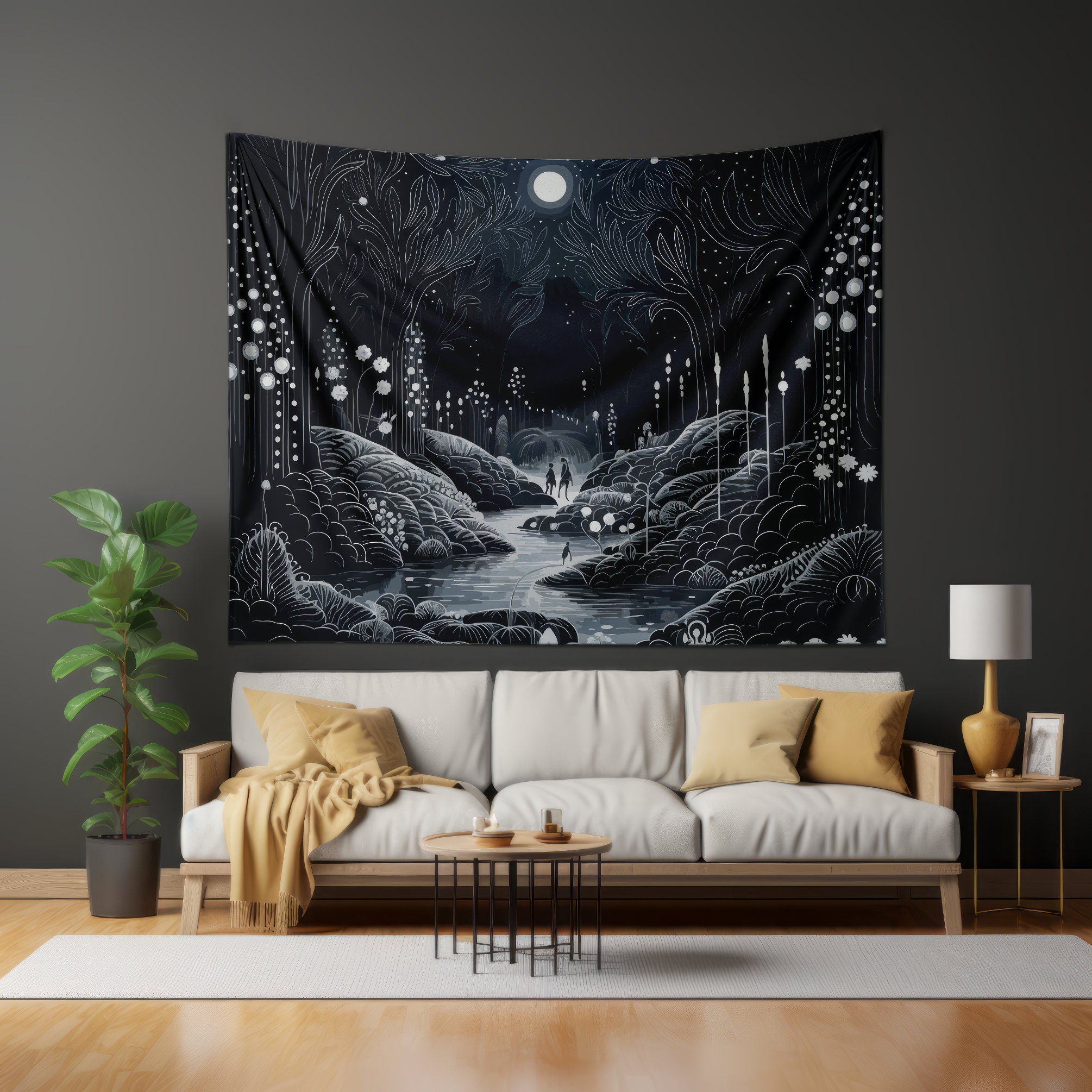 Twilight Canopy: Aesthetic Dark Sky Tapestry Embrace Spiritual - Etsy