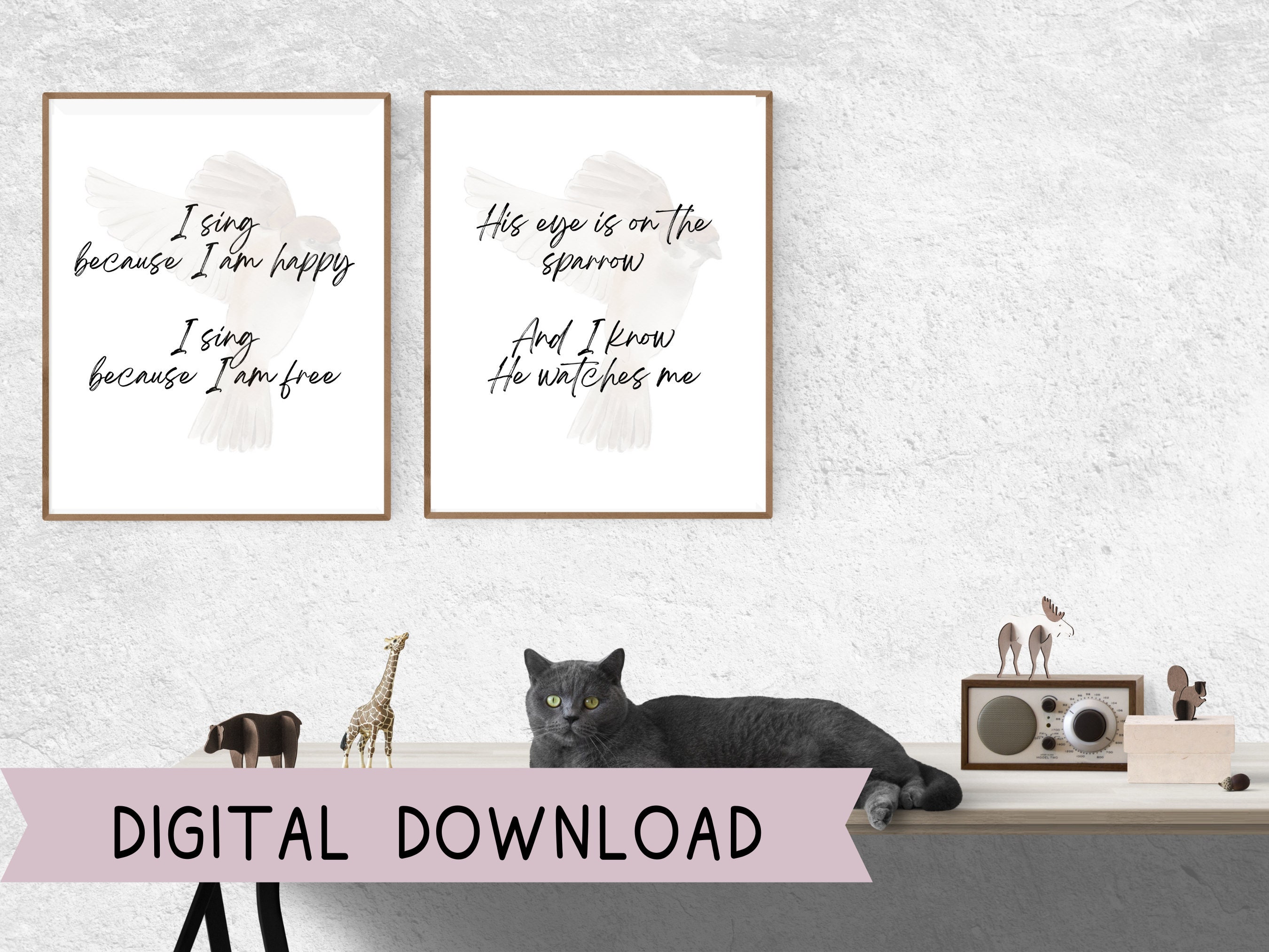 His Eye is on the Sparrow Wall Art, Hymn Wall Decor, Christian Designs ...