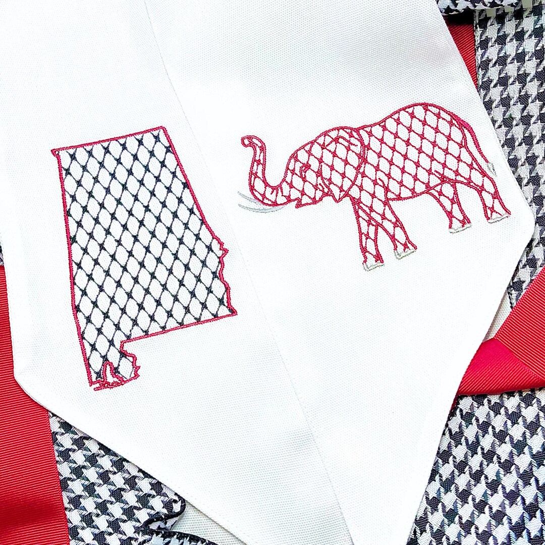 Embroidered State of Alabama Wreath Sash, Crimson, Elephant, School ...