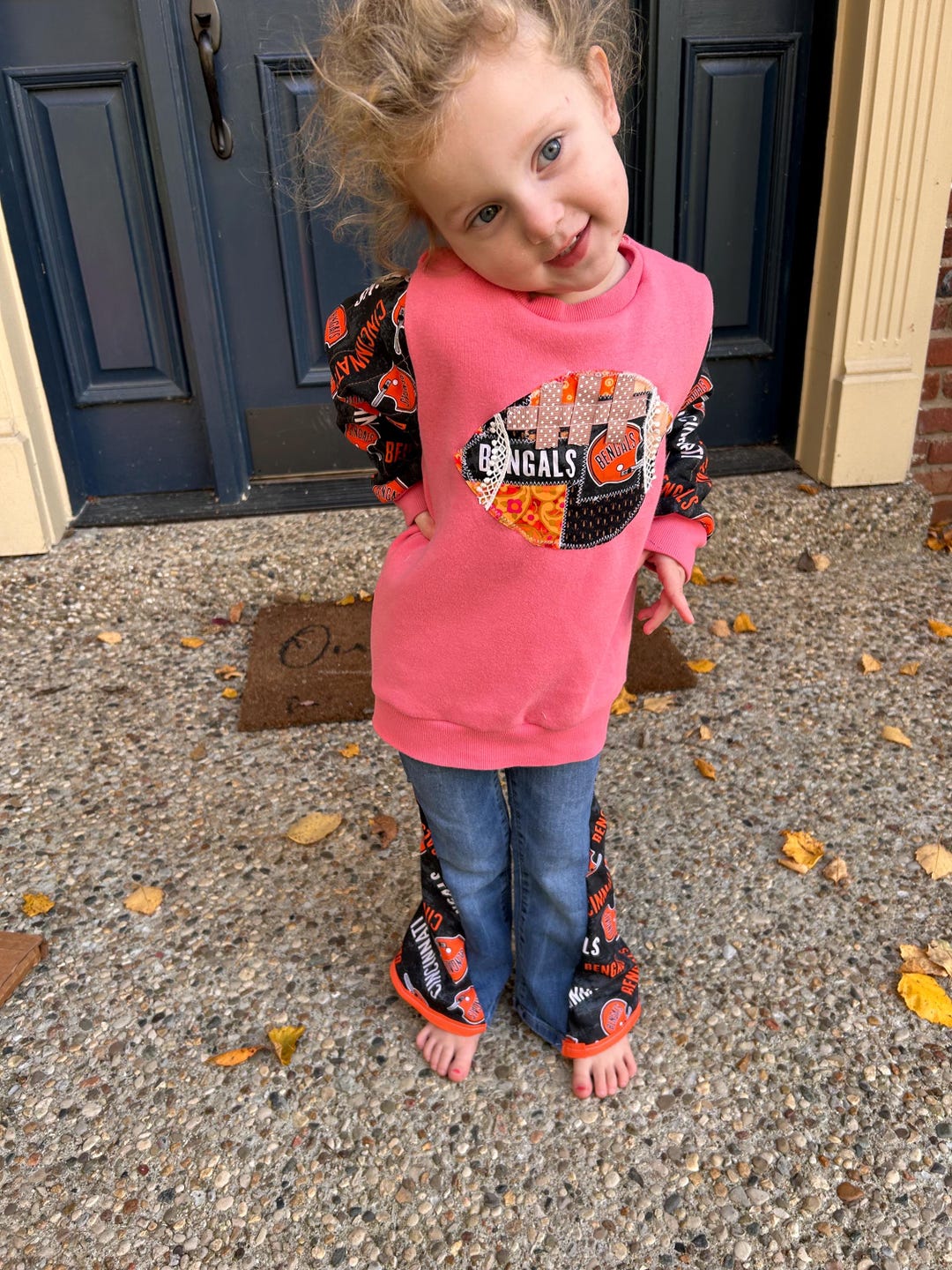 Custom Football Outfit for Kids, Quilted NFL Team Sweatshirt, NFL Bell ...