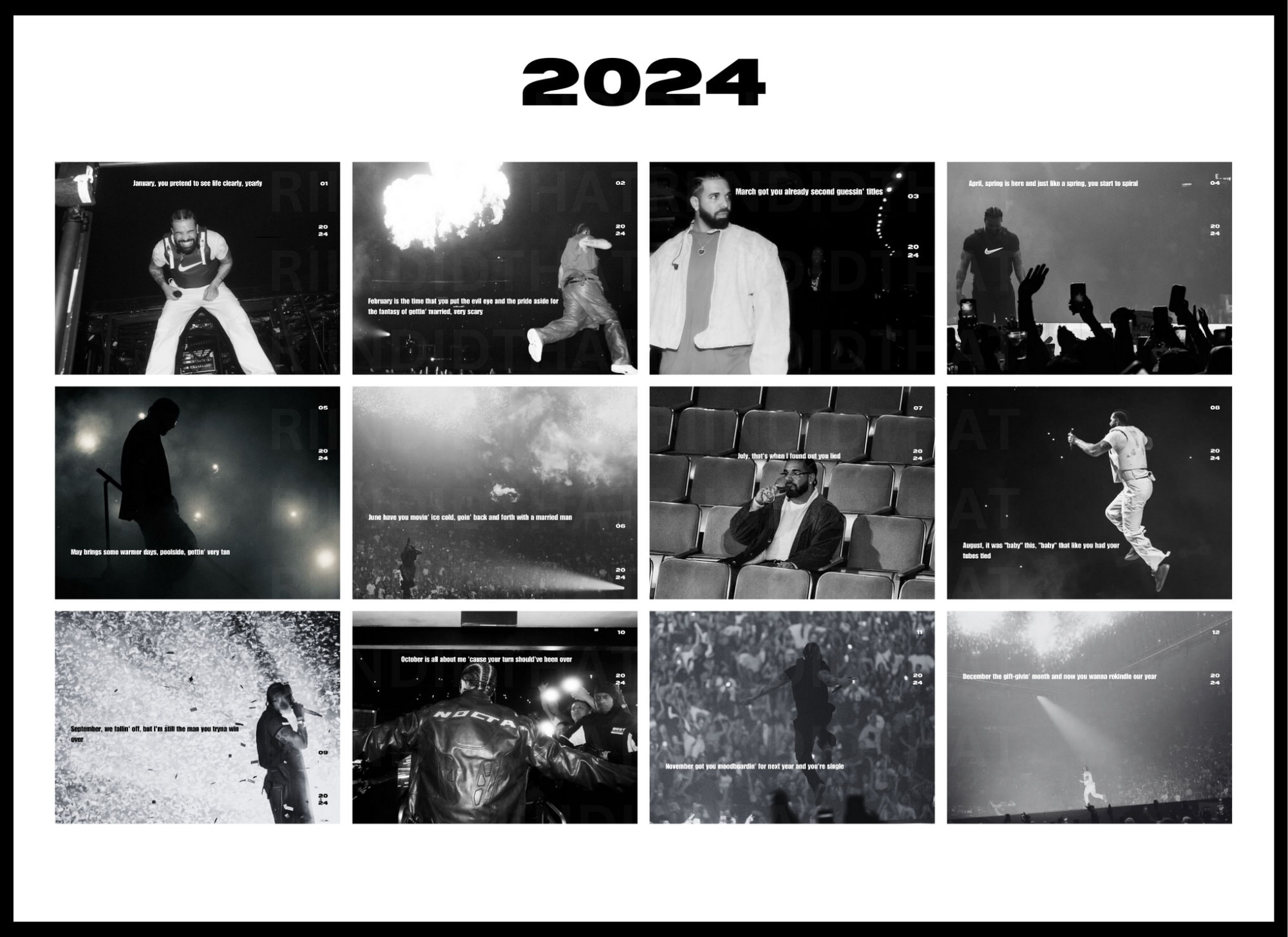Drake For All The Dogs 2024 Calendar, SYO 2024 Calendar, 2024 Calendar ...