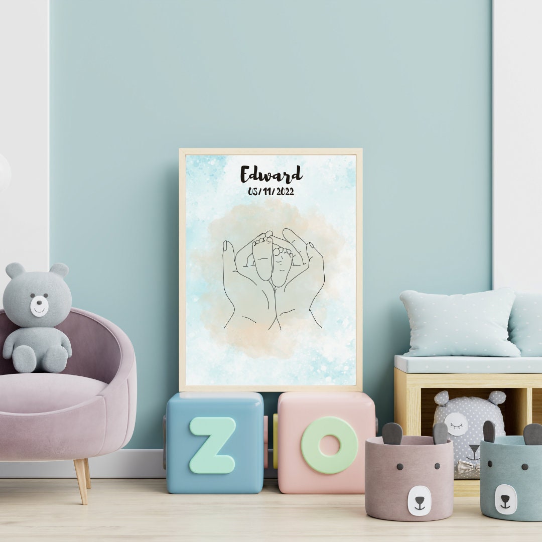 Personalised Newborn Baby Boy, Printable Gift, Baby Print, Personalized ...