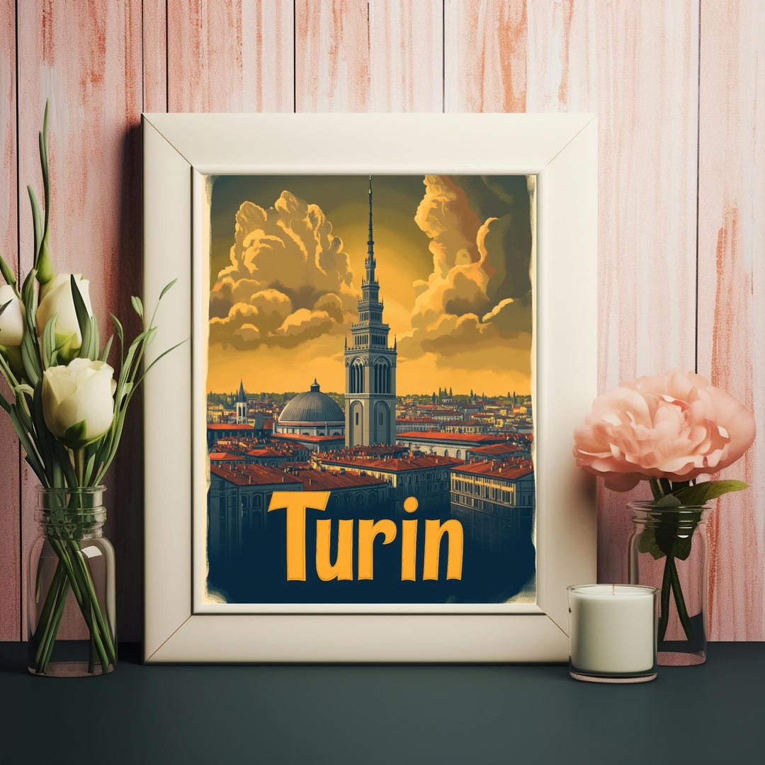 Stunning Turin Skyline Illustration With Mole Antonelliana and Vibrant ...
