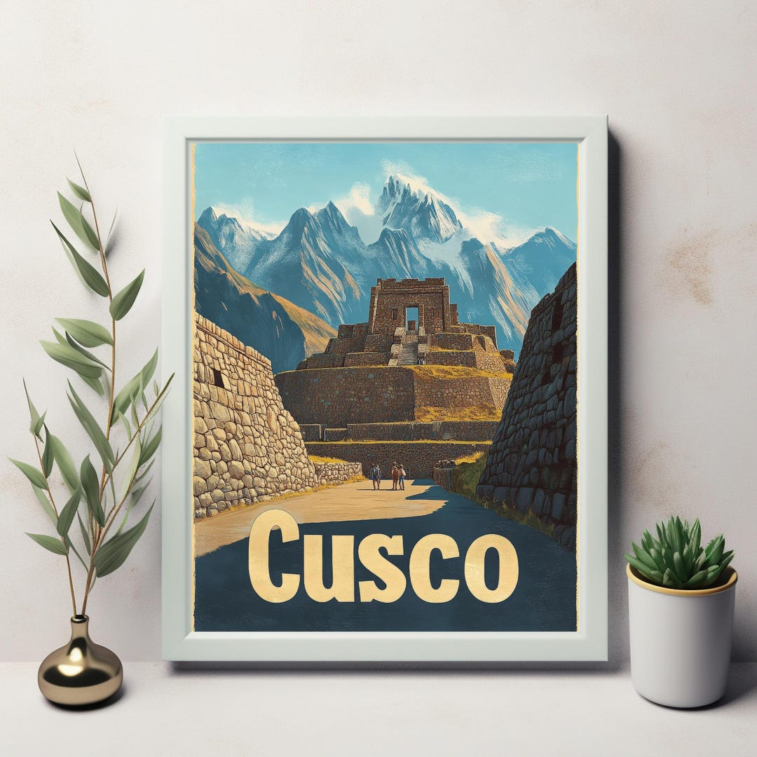 Vintage Cusco Poster - Serene Landscape With Incan Ruins and Majestic ...