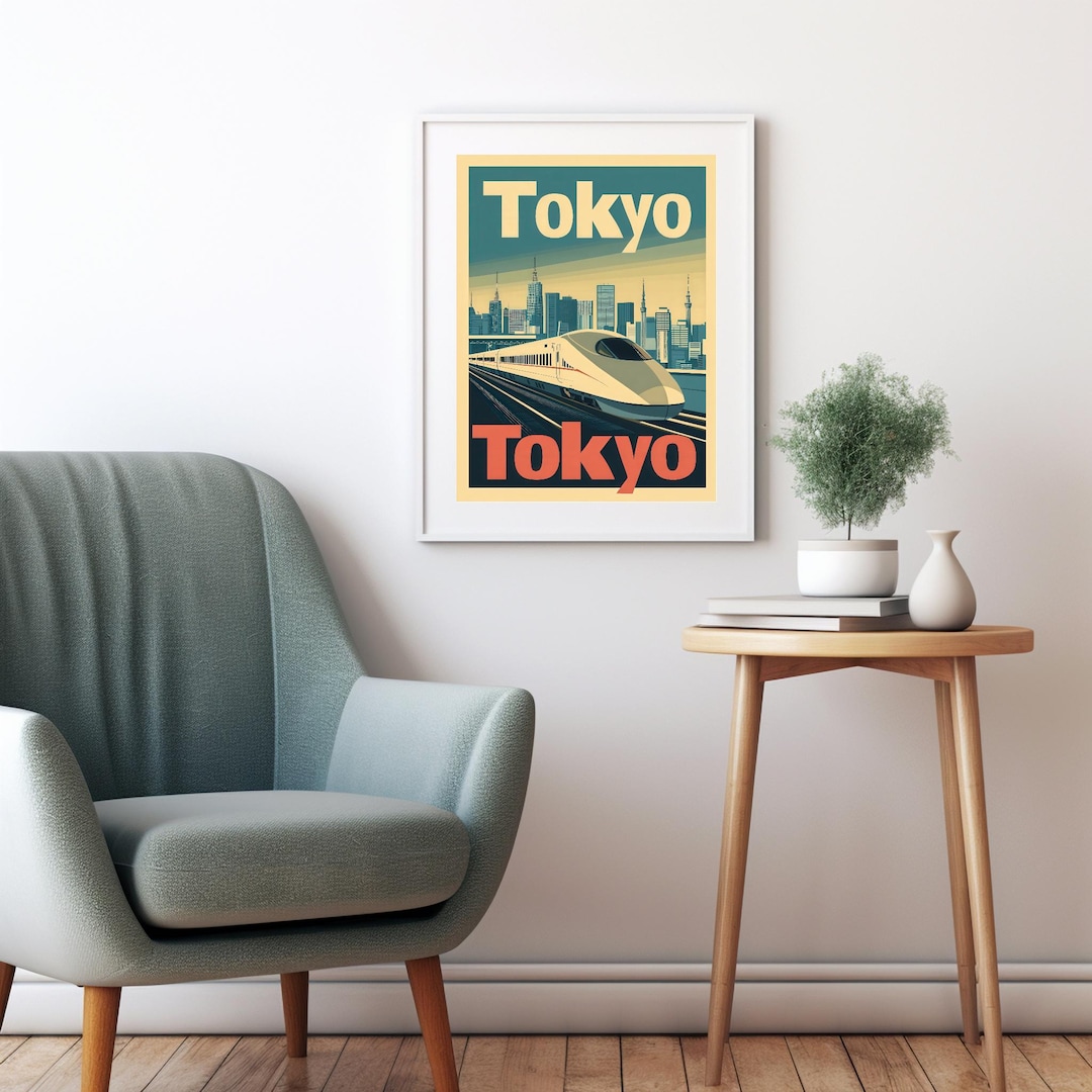 Vintage Tokyo Travel Poster With Shinkansen Train - Instant Download ...
