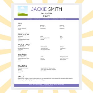 Actor Resume Template: Modern Canva Design for Film, TV, & Theater - Etsy