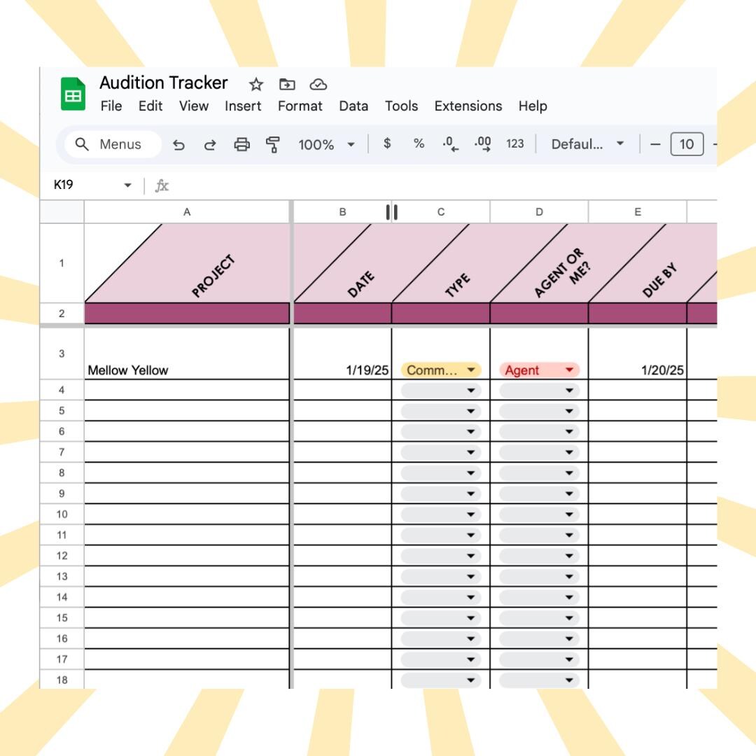 Audition Tracker for Actors *GOOGLE SHEET* - Etsy