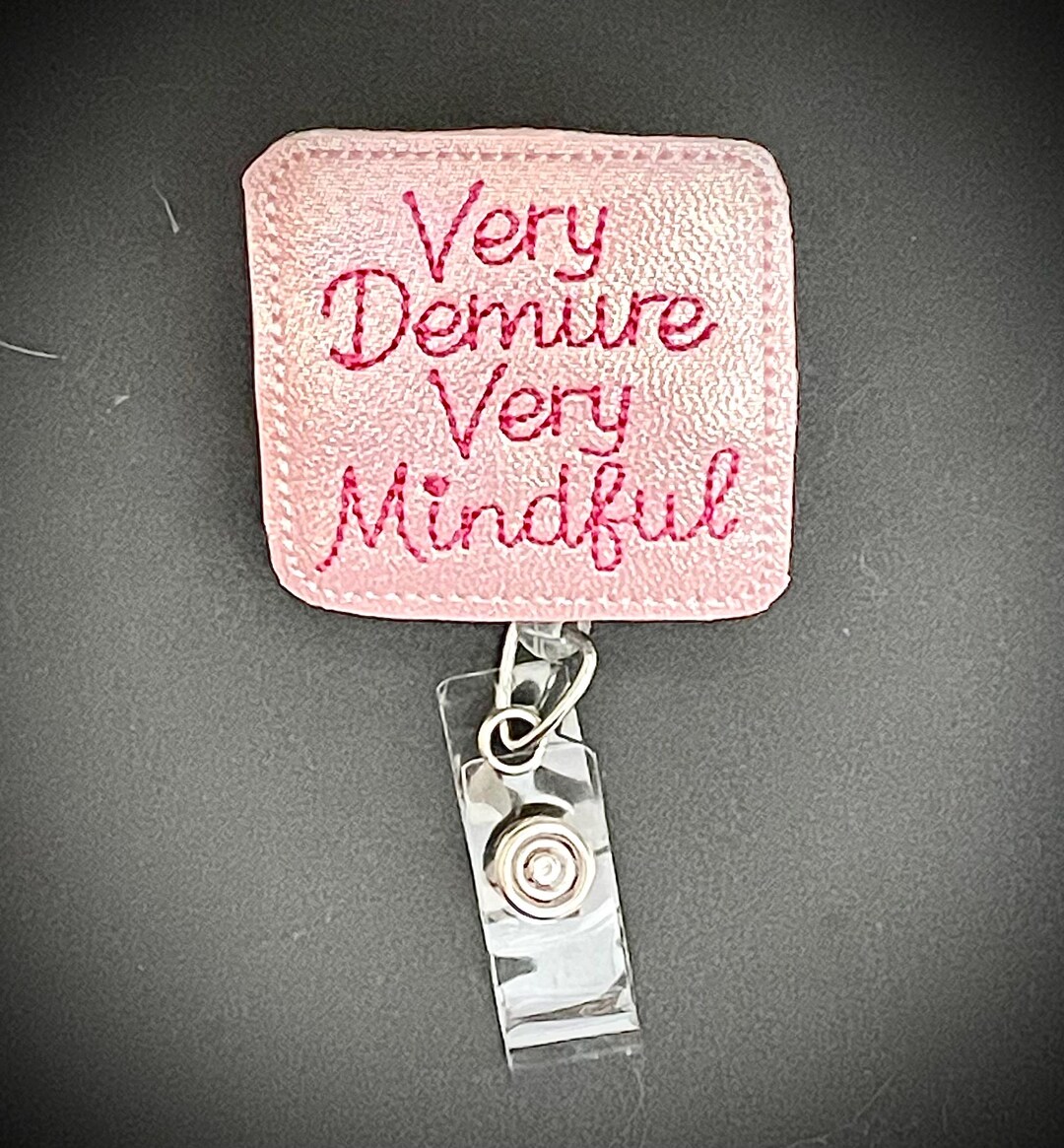 Very Demure Very Mindful Pink ID Badge Reel - Etsy