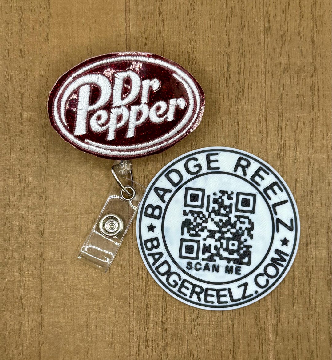Dr Pepper Logo Maroon Glitter Interchangeable Name Tag Holder ID Badge ...