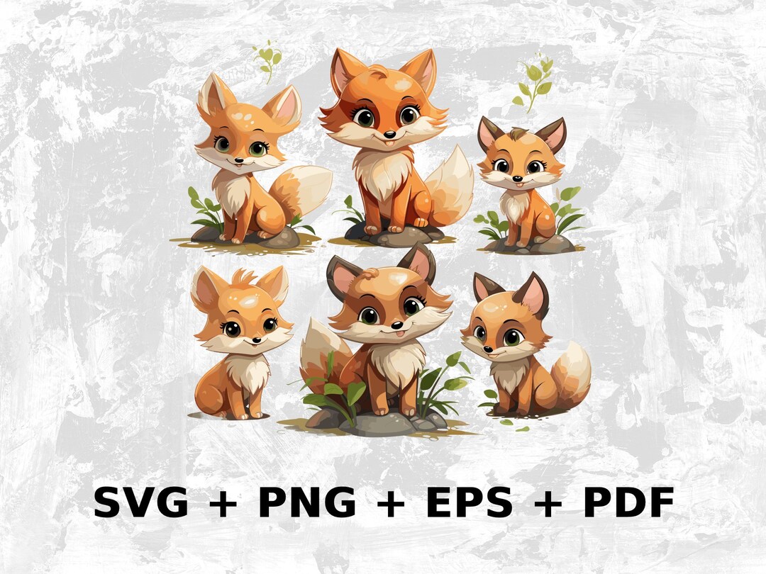 Foxes SVG PNG EPS Commercial Use Clipart Vector Graphics for - Etsy