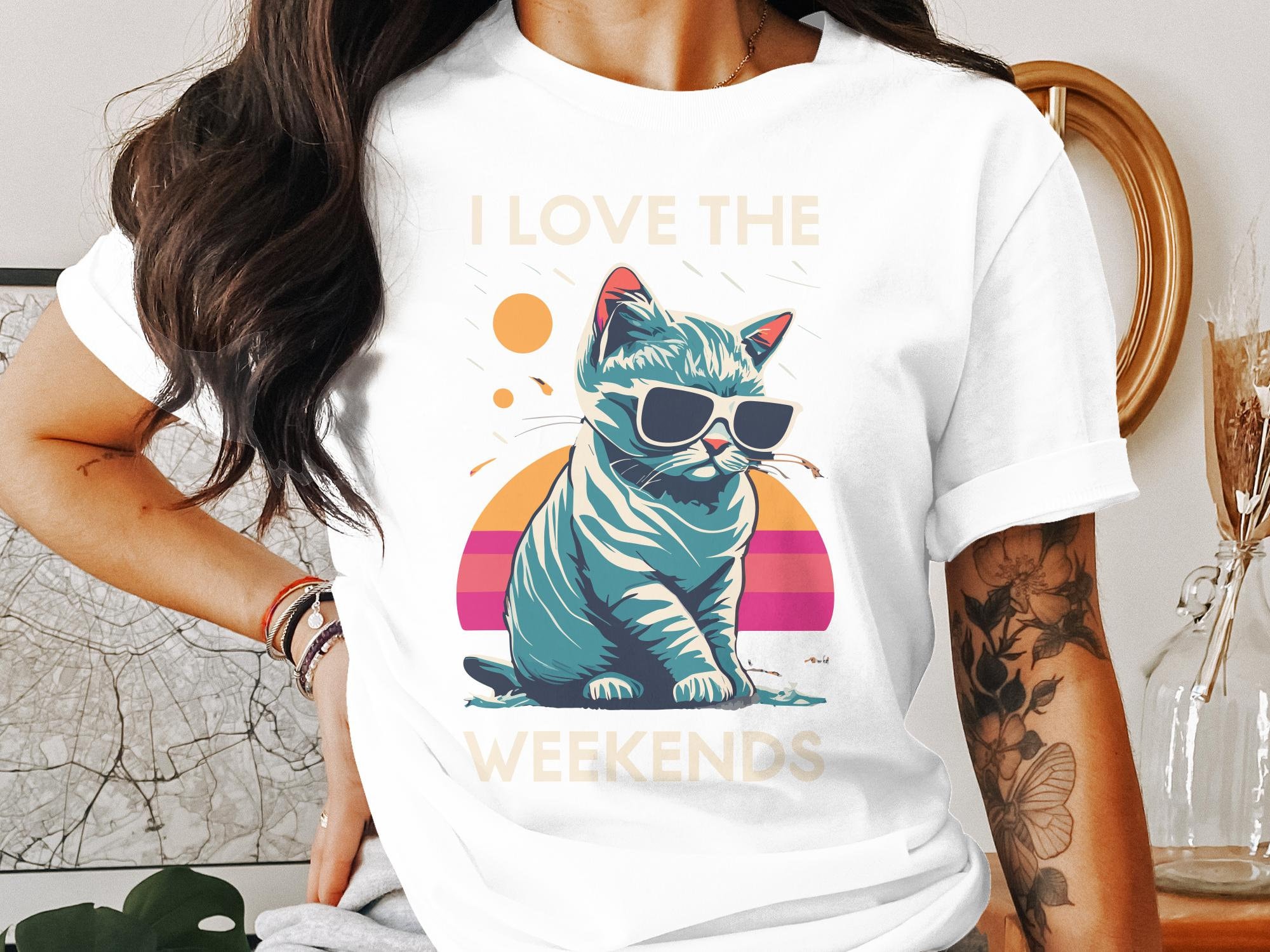 Cat Saying I Love the Weekend SVG PNG EPS Commercial Use - Etsy