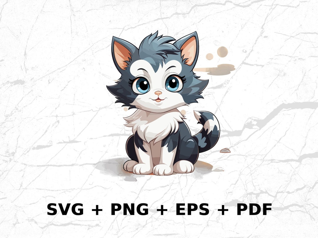 Kitten SVG PNG EPS Commercial Use Clipart Vector Graphics for - Etsy