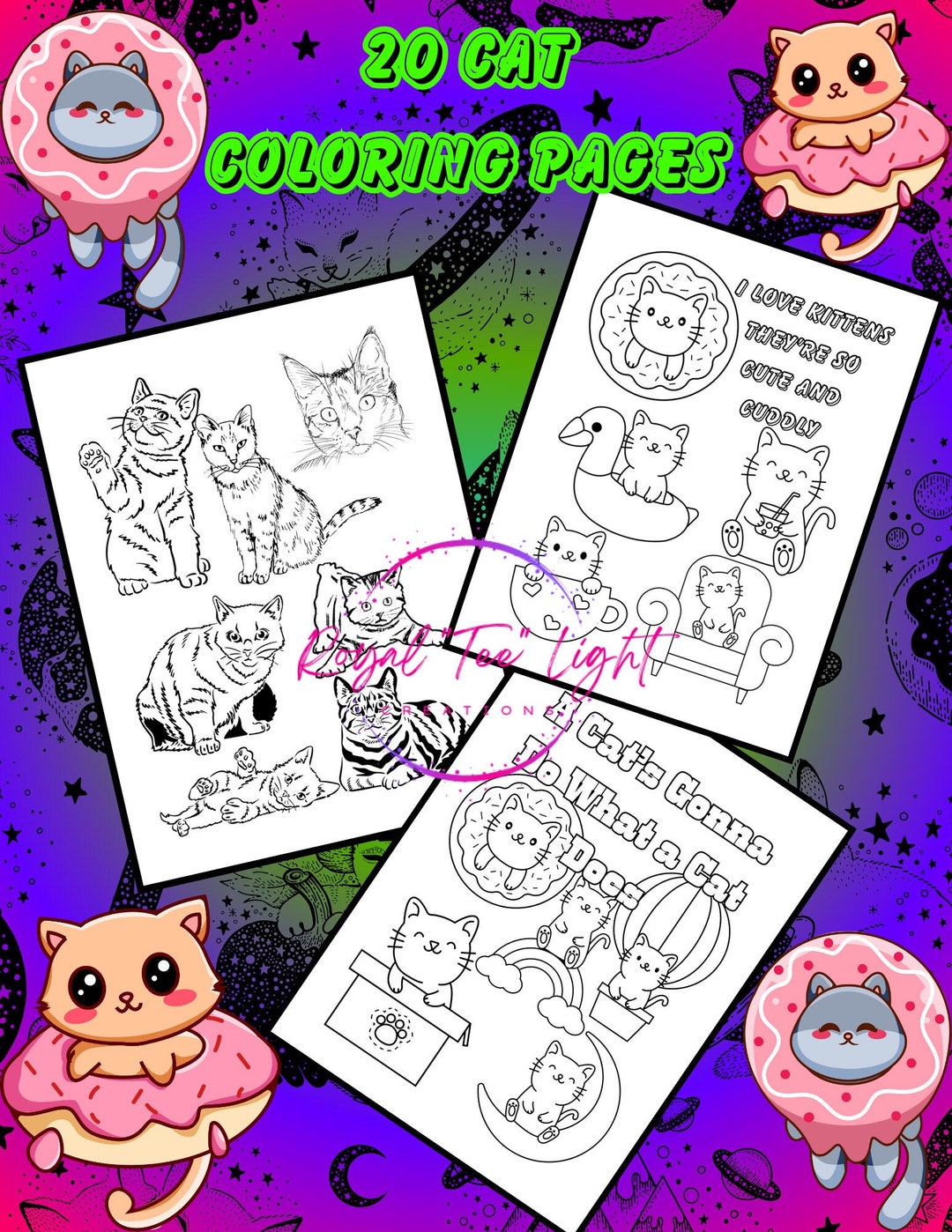 Purr-fectly Relaxing Cat Coloring Pages Unleash Your Inner - Etsy