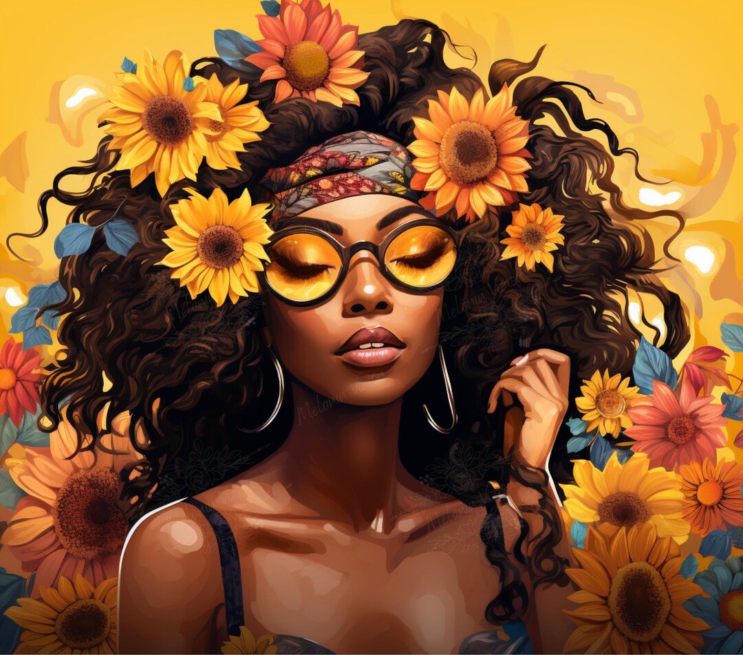 Beautiful Black Girl Magic Sunflower for Mugs Tshirts Tumblers Journal ...