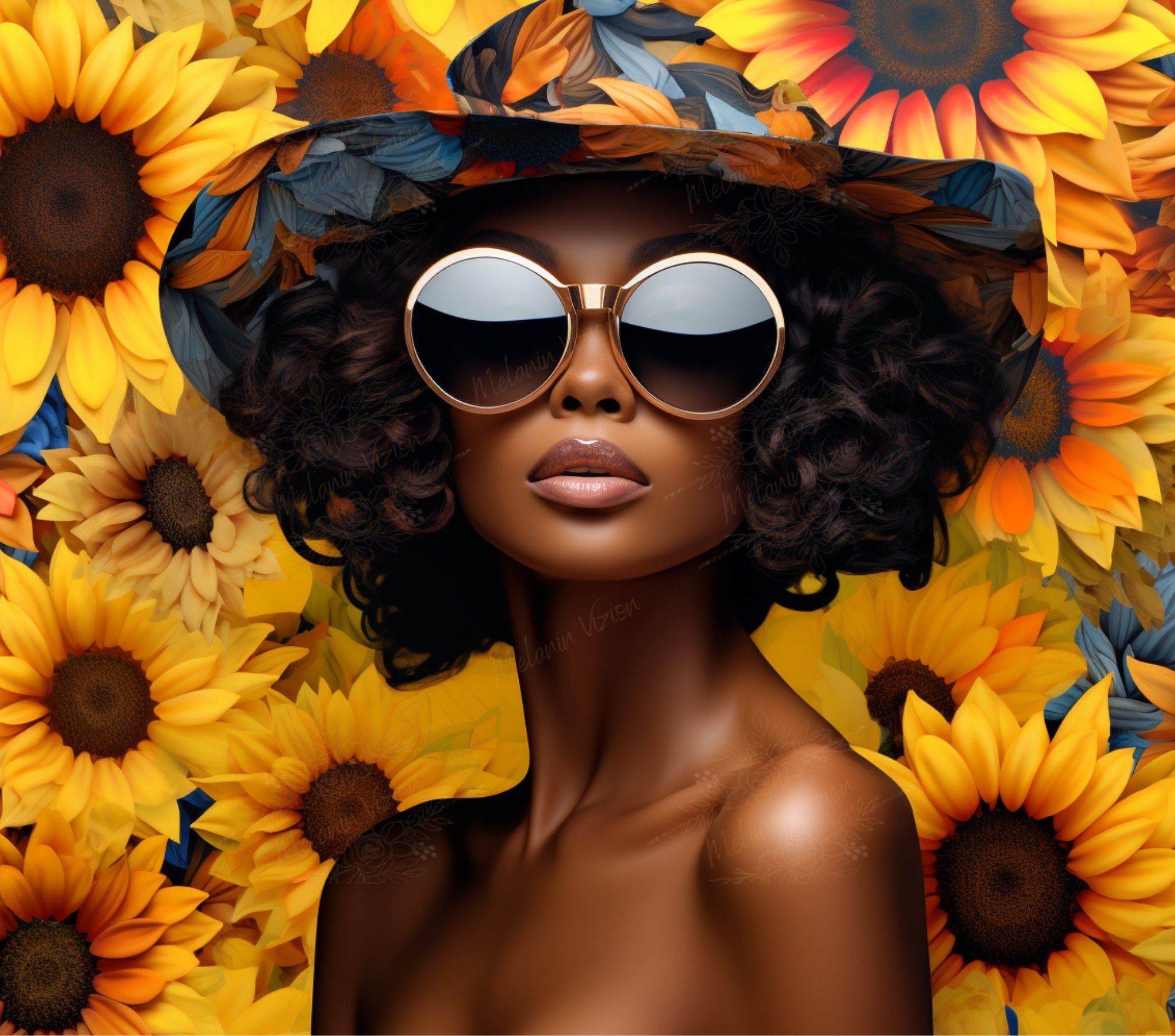 Black Girl Magic Sunflower Goddess for Mugs Tshirts Tumbler Journal PNG ...