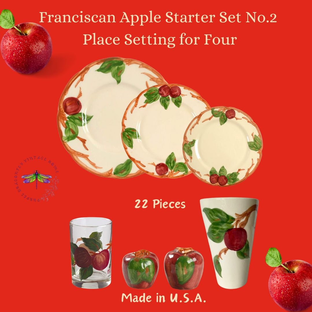Vintage Franciscan Apple Dinnerware Set for Four (22 Pieces) - Etsy