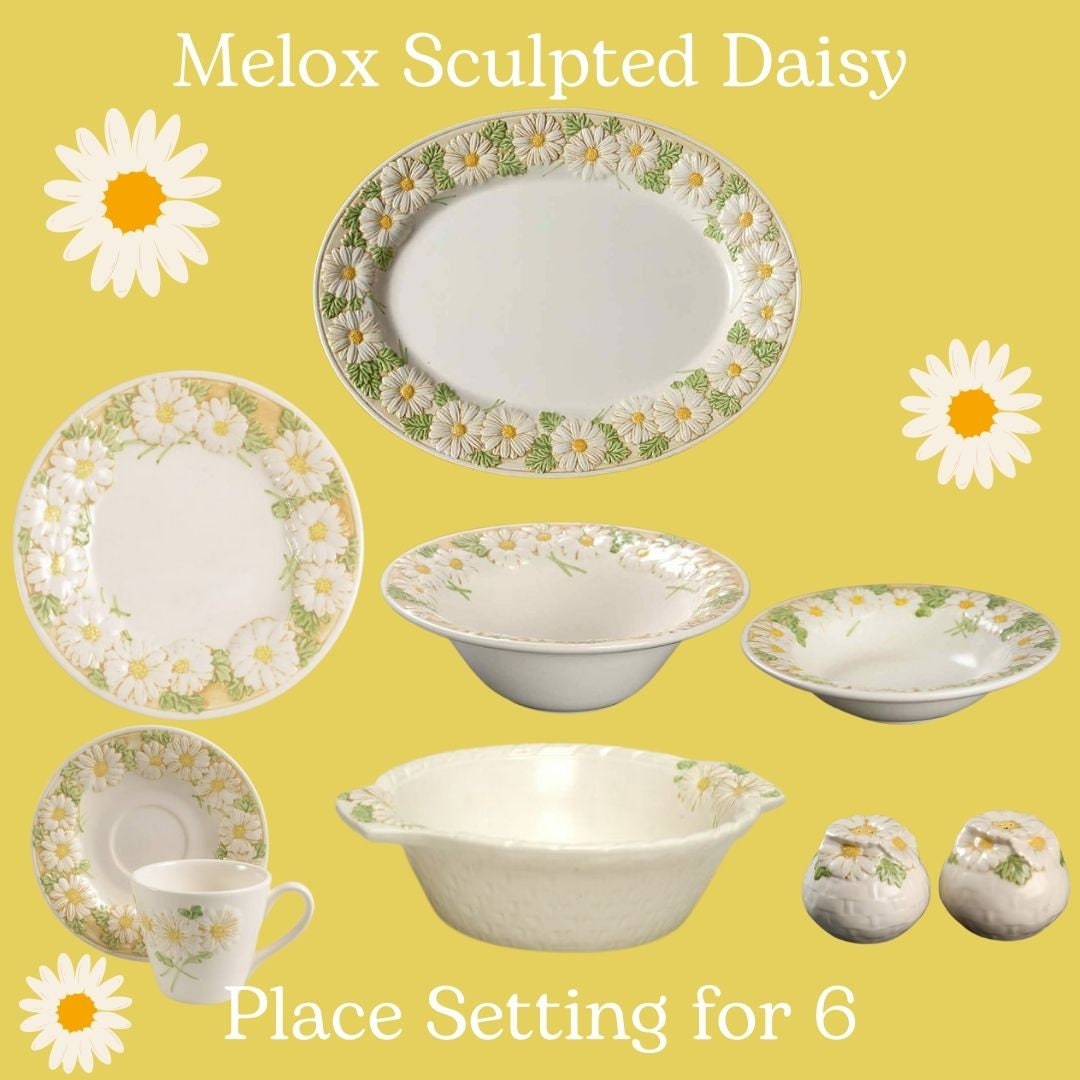 Vintage Metlox Sculpted Daisy Dinnerware: Place Setting for 6 - Etsy