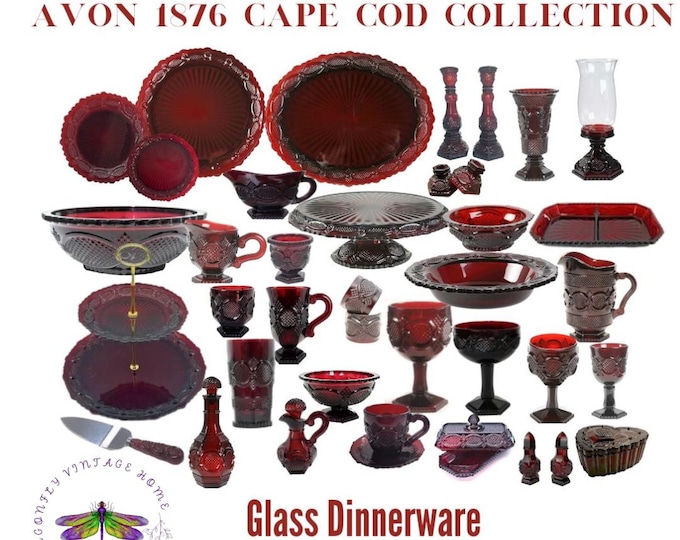 Avon Cape Cod 1876 Collection Vintage Dinnerware Ruby Red Glassware ...