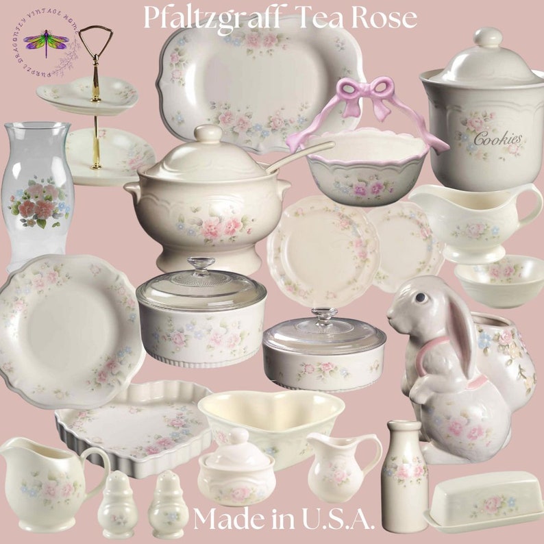 Vintage Pfaltzgraff Tea Rose Stoneware Replacements - Made in USA - Etsy