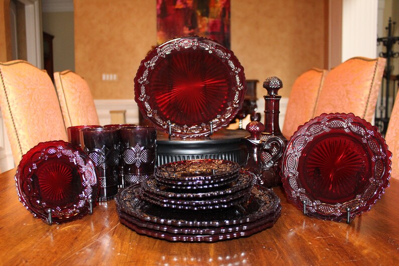 Avon Cape Cod Starter Set No. 2 * 18 Piece Set Ruby Red Dinnerware ...