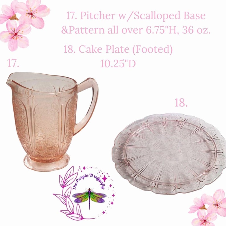 Original Pink Cherry Blossom Depression Glass* Jeanette Glass Company ...