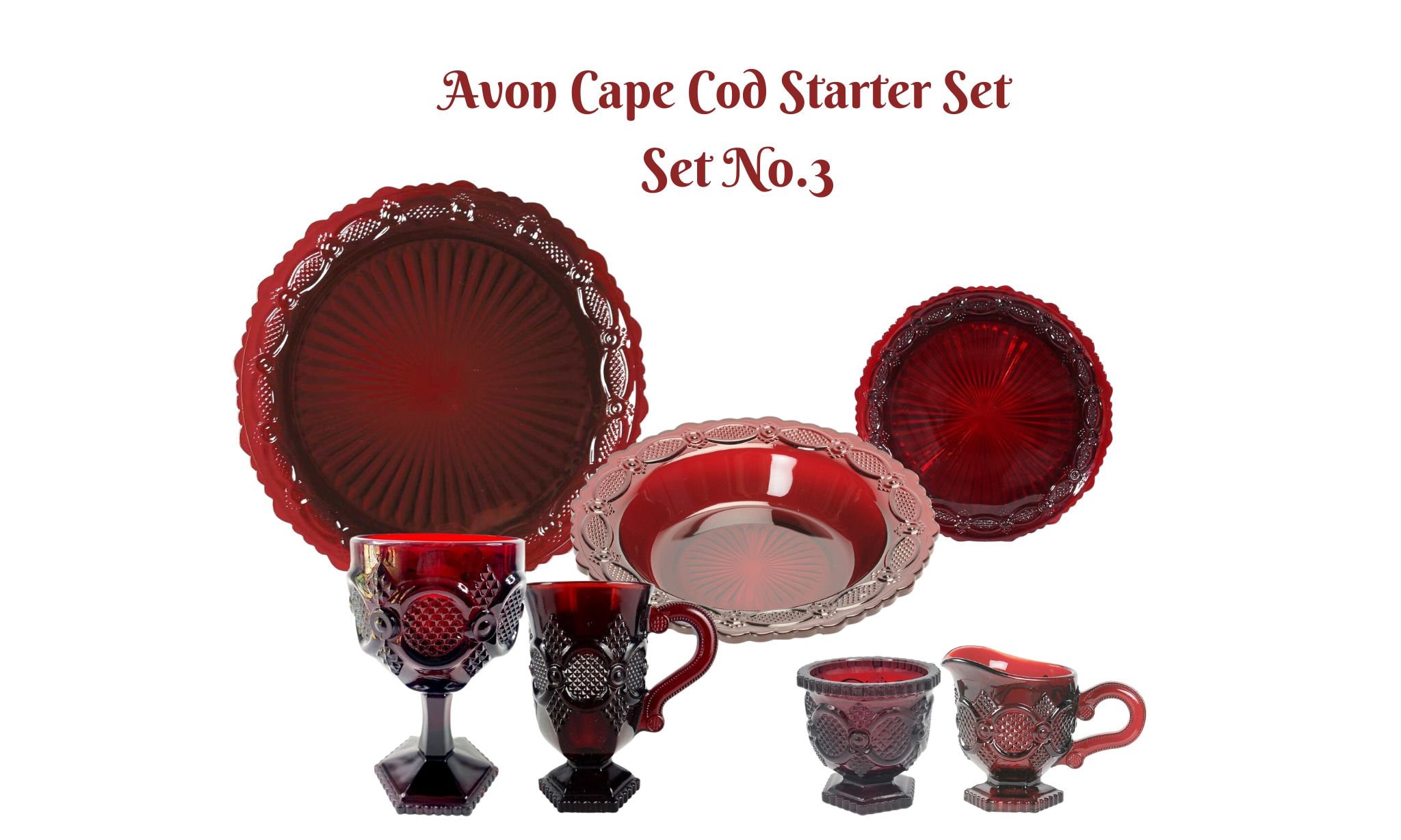 Vintage Avon Cape Cod Ruby Red Glass Dinnerware Set No. 3 (22 Pieces ...