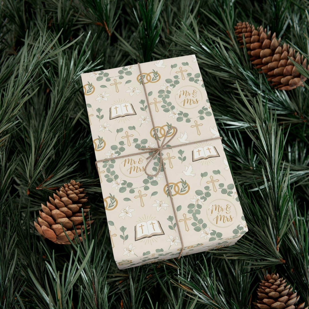 Christian Wedding Gift Wrap, Religious Cross Design - Etsy