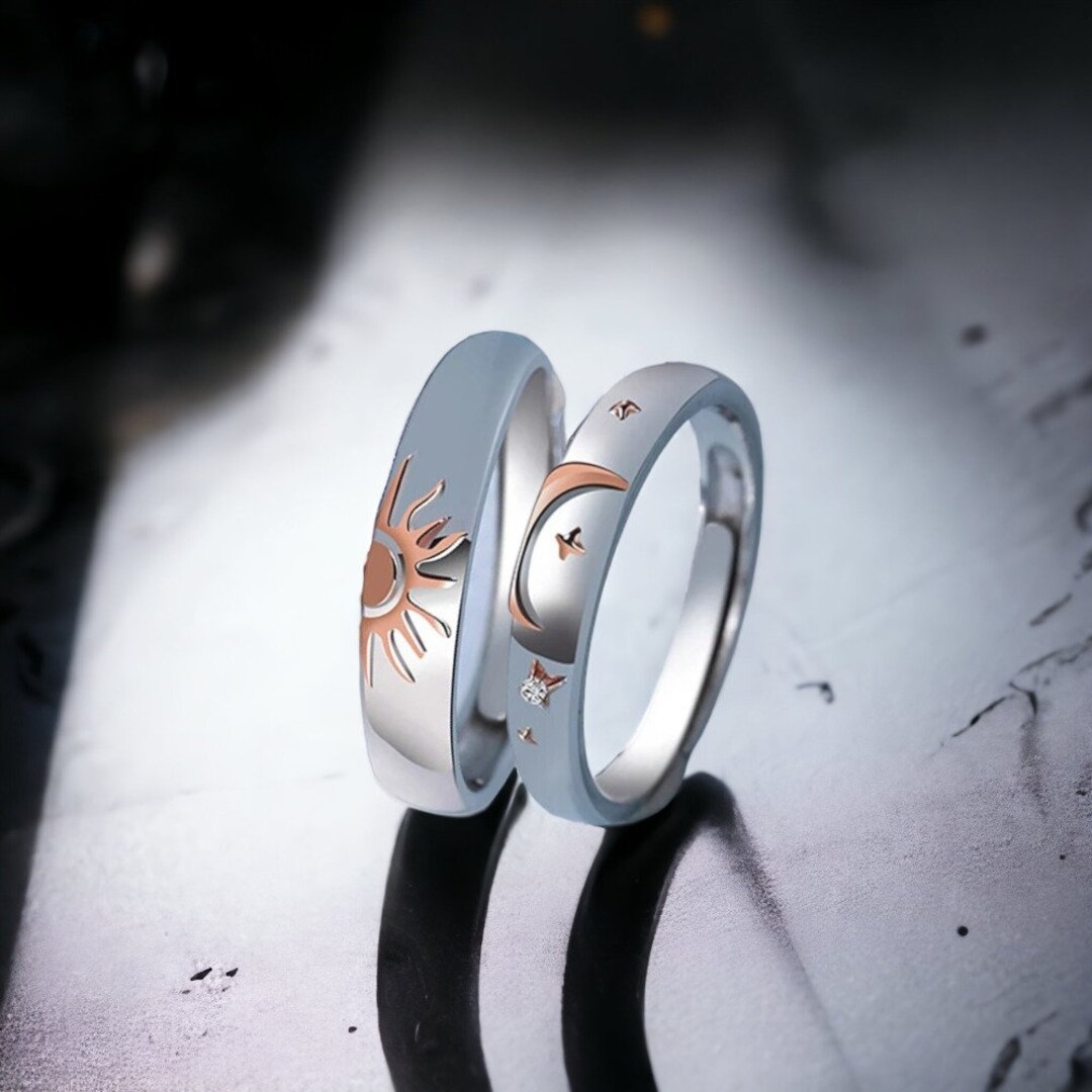 Couple's Sun & Moon Rings Women's Beautiful Anxiety - Etsy UK
