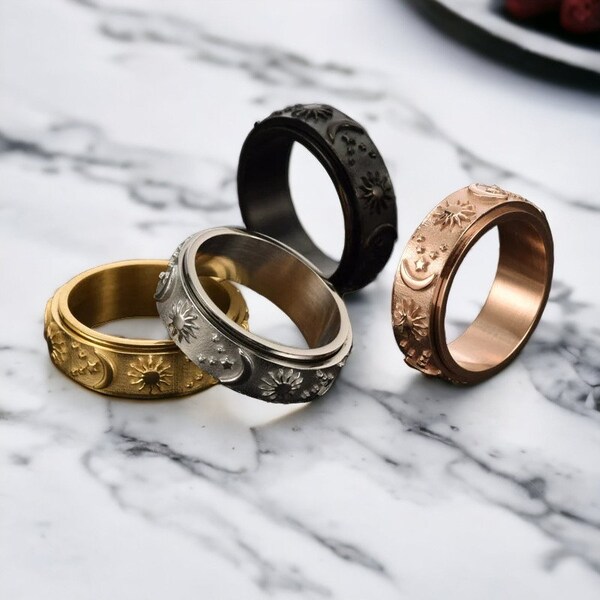 Sun and Moon Spinning Ring - Etsy