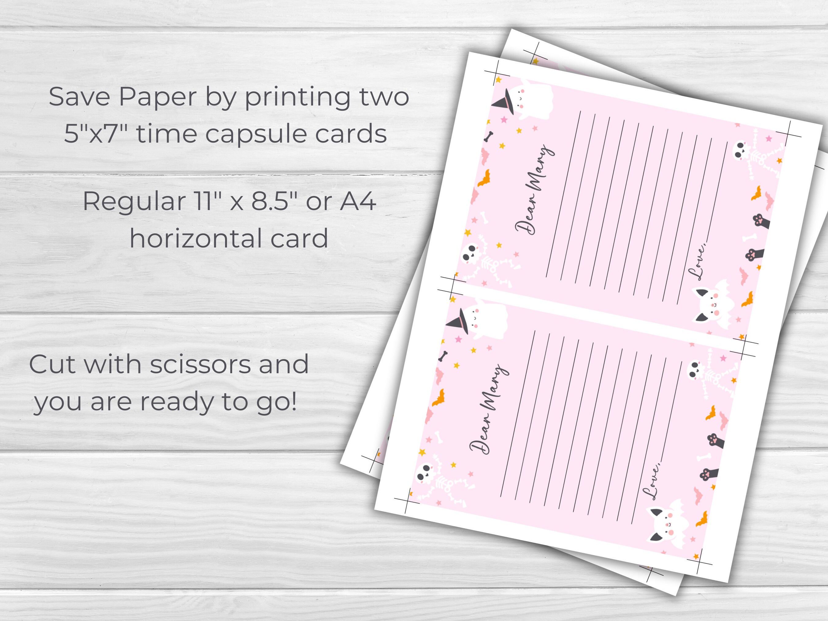 EDITABLE Halloween Time Capsule Matching Note Card Halloween - Etsy