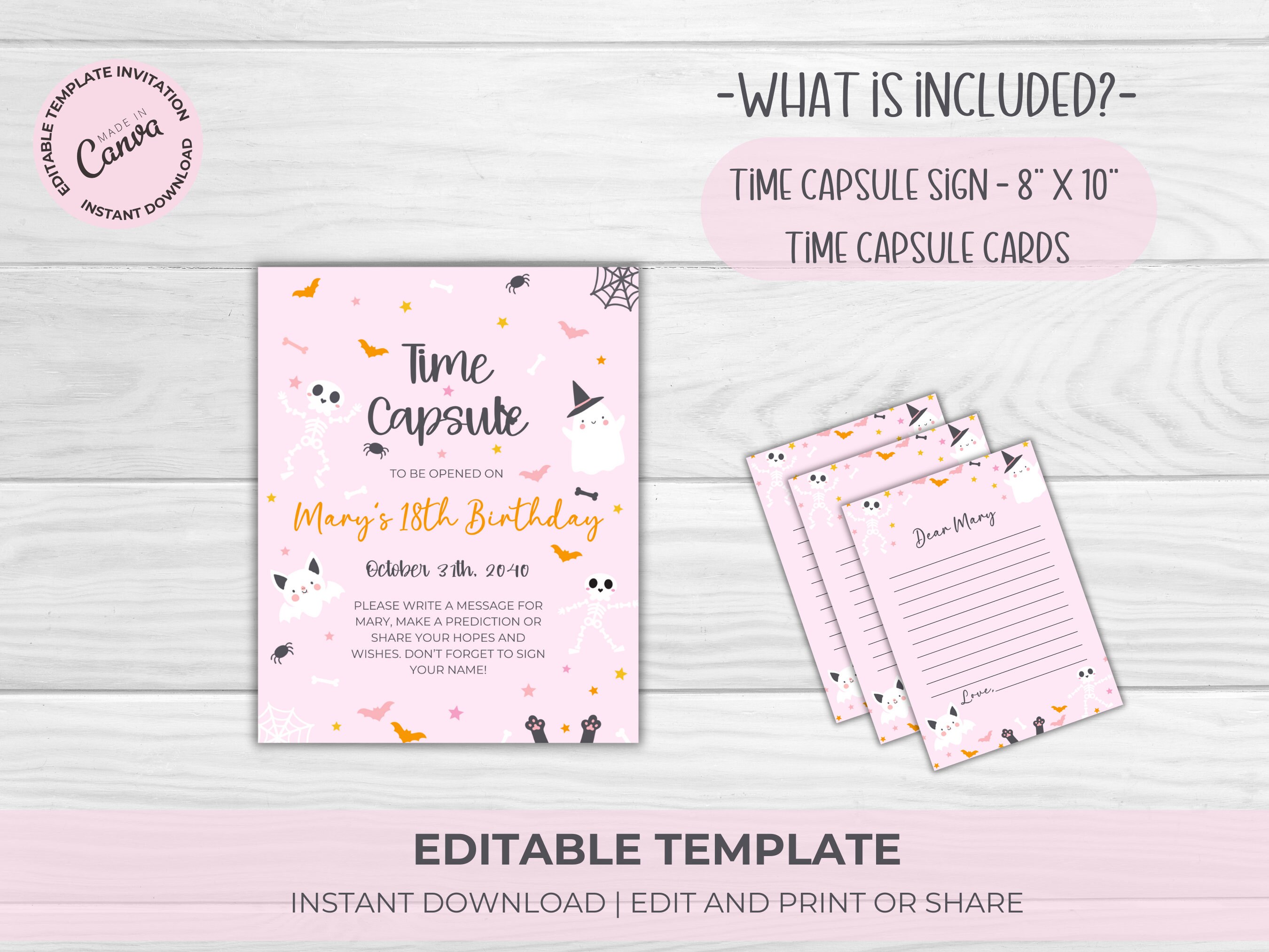 EDITABLE Halloween Time Capsule Matching Note Card Halloween - Etsy