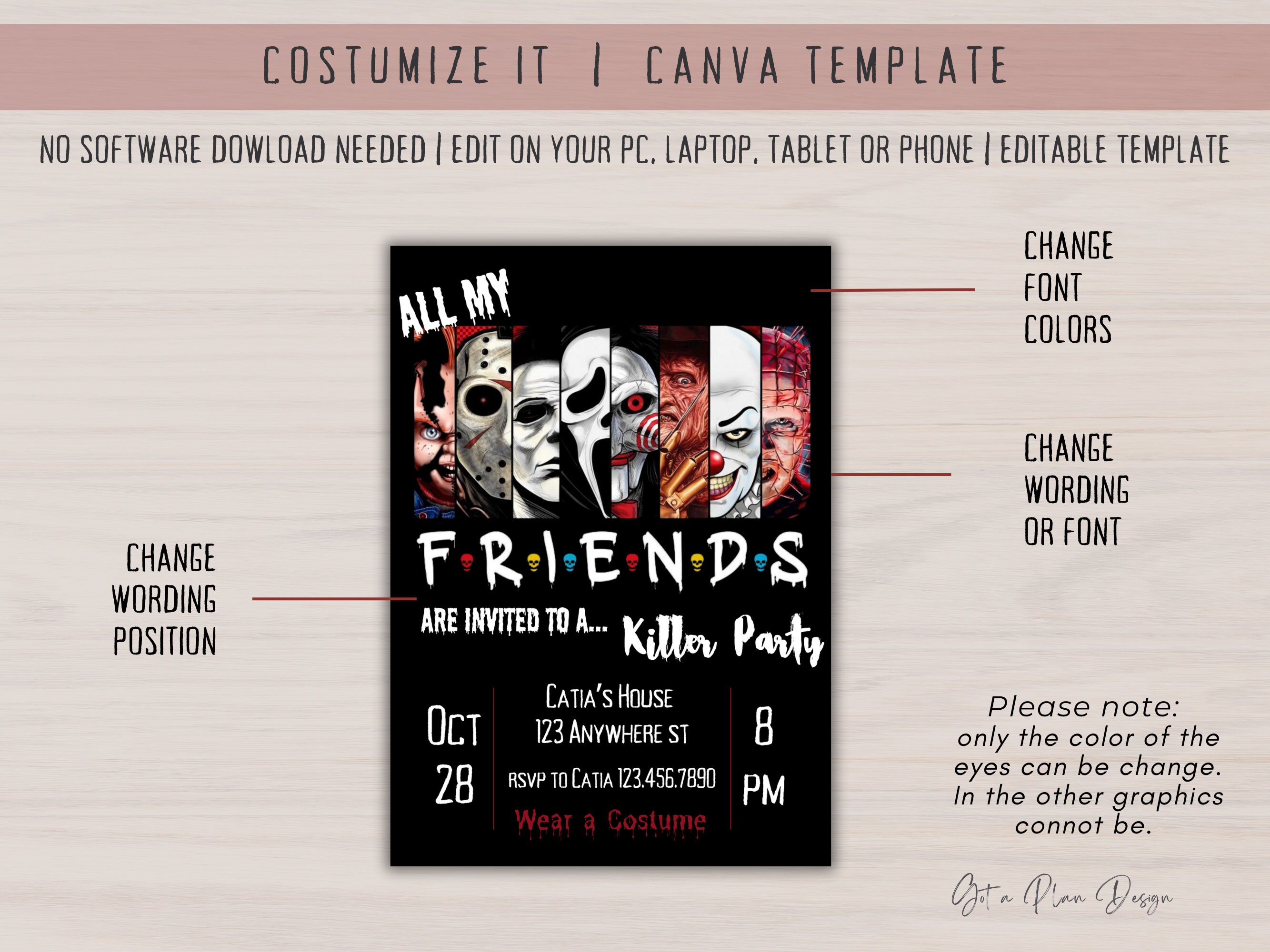 Adult Killer Halloween Party Invitation, Horror Party Invite - Etsy