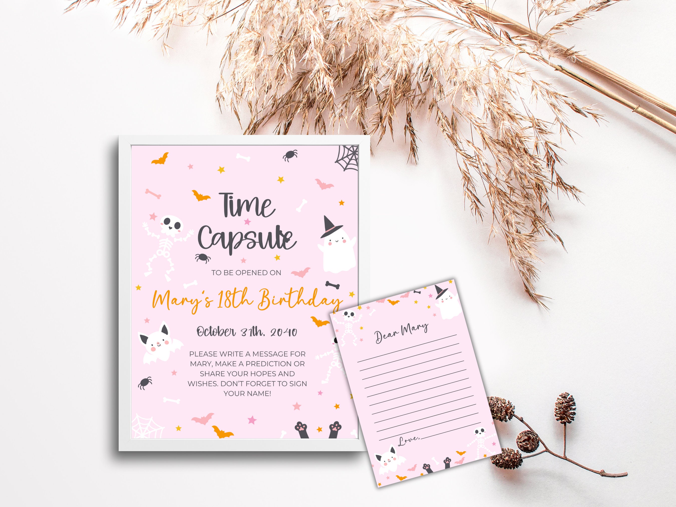 EDITABLE Halloween Time Capsule Matching Note Card Halloween - Etsy