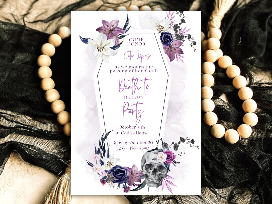 Death to Her 20's Party, 30's Birthday Invitation, Halloween Birthday ...