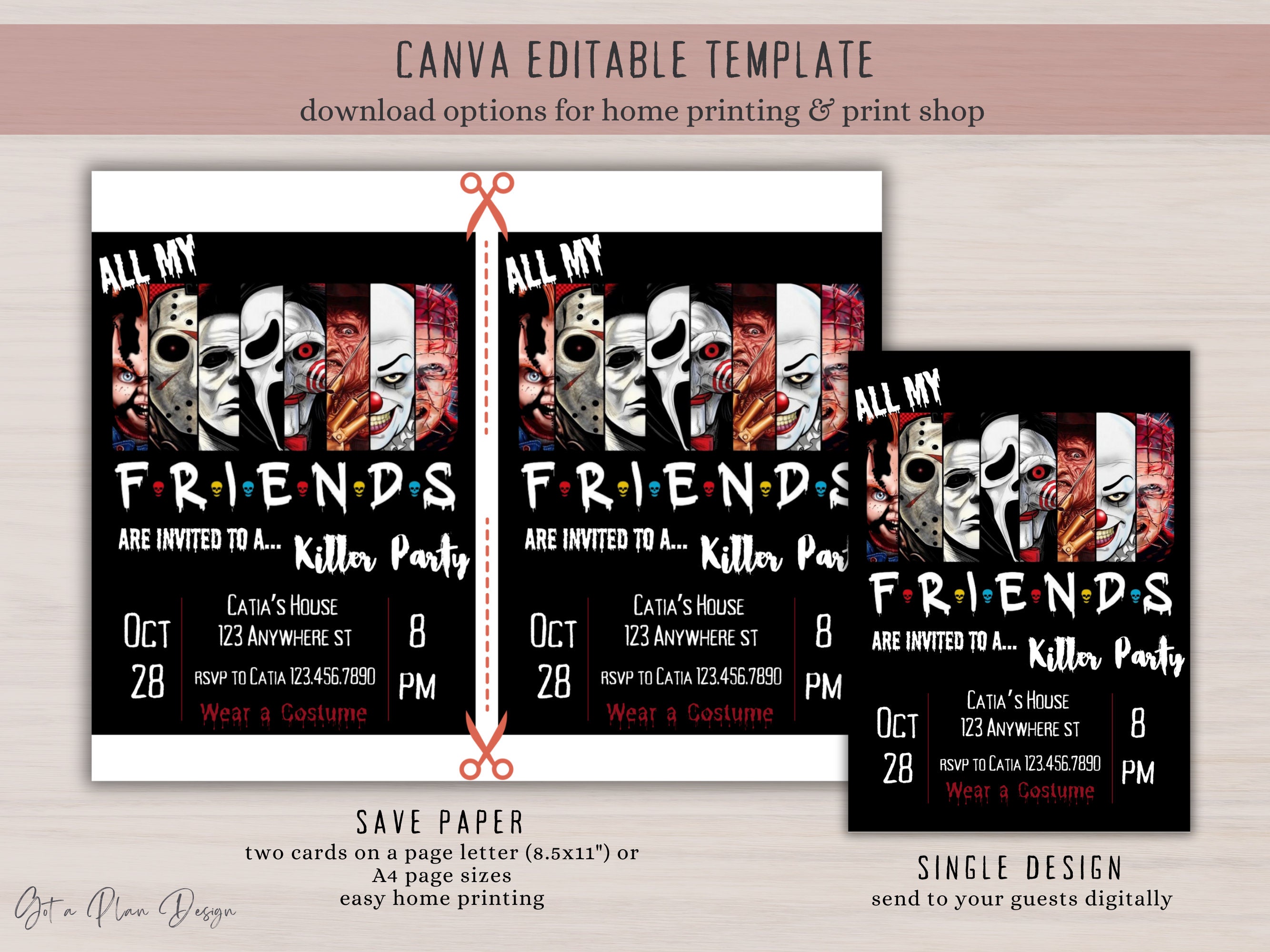 Adult Killer Halloween Party Invitation, Horror Party Invite - Etsy