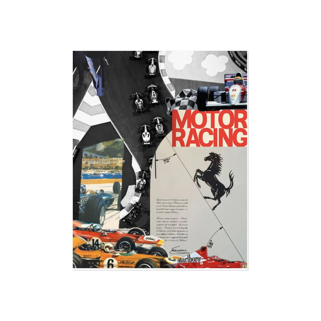 Formula 1 Ferrari Collage Poster: Vintage Racing Wall Art - Etsy